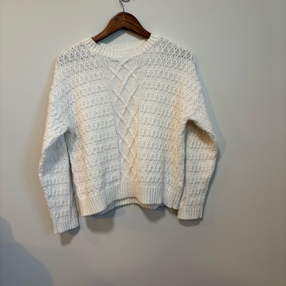 LOFT | Sweaters | Ivory Cable Knit Cozy Sweater Cottagecore Soft Girl ...